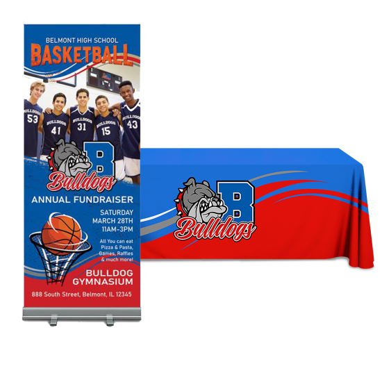 Custom Decorated Table Throw and Pop-Up Set - Sportdecals